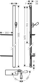 Hansgrohe Unica, sprchová tyč E 1500 mm se sprchovou hadicí Isiflex 1600 mm a poličkami, chromová, HAN-27645000