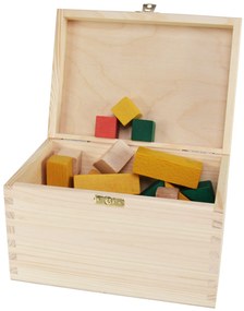 Dřevěná krabička s víkem a zapínáním - 22 x 16 x 13,5 cm, přírodní