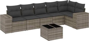 7dílná zahradní sedací souprava s poduškami šedá polyratan 3222599