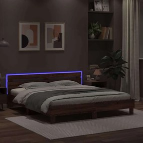 Rám postele s čelem a LED osvětlením hnědý dub 160 x 200 cm 3207538