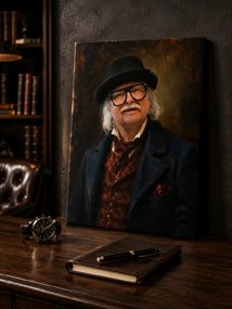Pánský portrét ve stylu klasické olejomalby na plátně z fotky