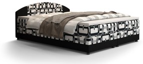 Manželská postel Boxspring 160 cm Orlando Comfort (vzor + tmavě hnědá) (s matrací a úložným prostorem). 1056258