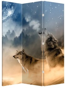 Paraván - Vlci vyjící na měsíc (126x170 cm)