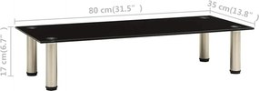 TV stolek černý 80 x 35 x 17 cm tvrzené sklo 322764