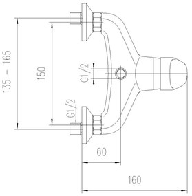 Aqualine, KASIOPEA nástěnná sprchová baterie, chrom, 1107-11