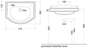 Kerasan, RETRO keramické umyvadlo 41x30cm, otvor pro baterii vpravo, bez přepadu, 103301DX