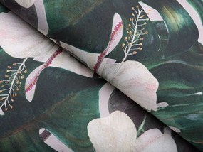 Biante Dekorační běhoun na stůl Leona LN-146 Tropické listy s květy na režném 20x140 cm
