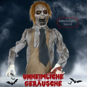 HOMCOM Halloween dekorace, řezník s motorovou pilou, pohyblivý, zvuk motorové pily, automatické spínání, 1,70 m