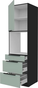 ARIA sc | vysoká skříňka 60 DPS-210 3S1F na vestavnou troubu | PREMIUM BOX | 60 cm | ANTI FINGERPRINT povrch | černá/aquamarine
