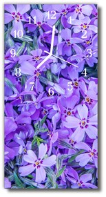 Skleněné hodiny vertikální Květy fialové květy