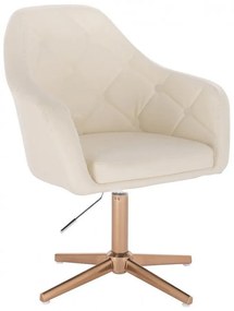 LuxuryForm DESIGN Křeslo ANDORA na zlatém kříži - krémové