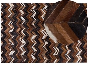 Hnědý kožený koberec 160x230 cm BALAT Beliani