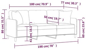 Petromila 3místná pohovka s polštáři světle šedá 180 cm textil