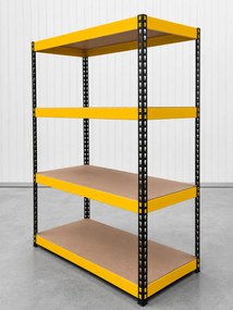 Fistar Regál 216x120x80 cm PROFESIONÁLNÍ lakovaný 5-policový, nosnost 2000 kg - ČERNO-ŽLUTÝ