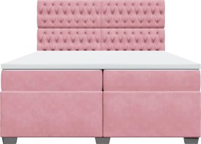 Box spring postel s matrací růžová 200x200 cm samet 3293313