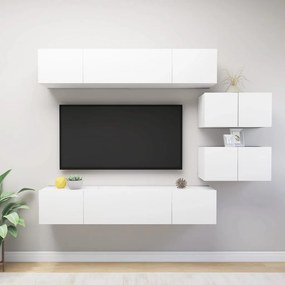 6dílný set TV skříněk bílý kompozitní dřevo 3078726
