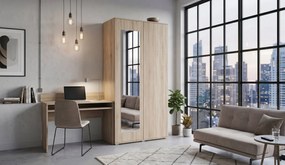 Eka Šatní skříň Trinity 90 cm, se zrcadlem Barva dřeva: Bílá