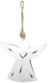 Kovový závěsný anděl  Teal - bílý  11 cm
