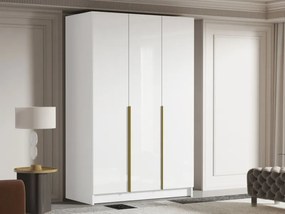 Šatní skříň Mirpat I Gloss, Barva: bílá / lesk bílý + zlatá