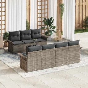Sada zahradních pohovek 8 ks 7-Počet míst Šedá polyratan 3353938