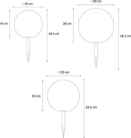 Sada 3 bílých venkovních stojacích lamp včetně LED solárních IP44 - Ludger