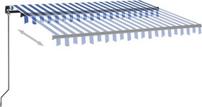 Ručně zatahovací markýza s LED světlem 350 x 250 cm modrobílá 3069081