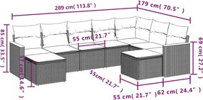 9dílná zahradní sedací souprava s poduškami černá polyratan 3258940