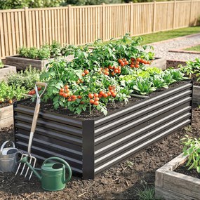 Outsunny vyvýšený záhon z oceli, záhon studený rám zahradní záhon květinový box zásuvný, sadba box sadba zelenina postel 180x90x60cm pro zahradu balk…