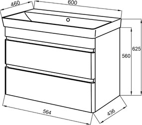 Lavedo Vivace Mokko Air 60 koupelnová skříňka s umyvadlem