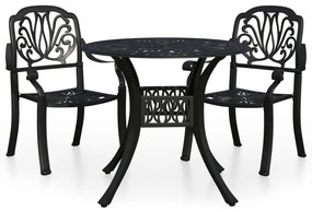 vidaXL 3dílný bistro set litý hliník černý