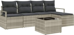 Set pohovek 6 ks Světle šedá polyratan 3346352