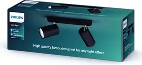 Philips Kosipo černá / Bodové svítidlo / 2xGU10 5,5W / bez zdroje / IP