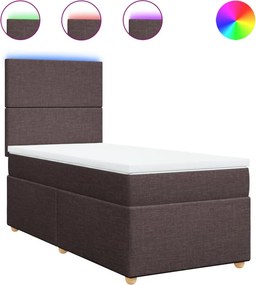 Box spring postel s matrací tmavě hnědá 90x200 cm textil 3293459