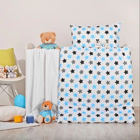 Povlečení bavlněné hvězdičky modré EMI, Dětský set 90x130 + 45x65