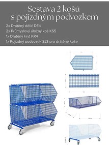 FEROPLAST spol. s.r.o Průmyslový úložný koš KS5, kompletní set 2 košů na kolečkách