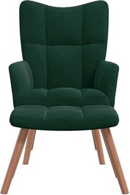 Relaxační křeslo se stoličkou tmavě zelené samet 328064