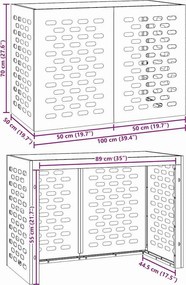 vidaXL Ochrana klimatizace Černá 100 x 50 x 70 cm Ocel [865897]