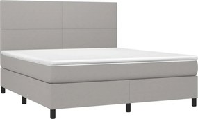 Box spring postel s matrací a LED světle šedá 160x200 cm textil 3134725