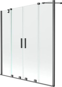 Mexen Velar Duo, 2-křídlová posuvná vanová zástěna 150 x 150 cm, 8mm čiré sklo, grafitový matný profil, 896-150-000-02-66