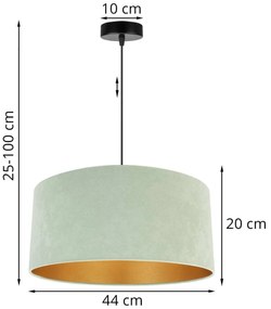 Závěsné svítidlo MEDIOLAN, 1x pistáciové/zlaté textilní stínítko, (výběr ze 2 barev konstrukce), (fi 44cm)