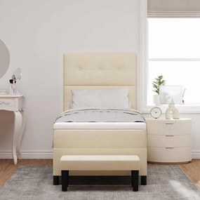Postel s boxspringem s čelo Krémová 100 x 200 cm textil 3344049