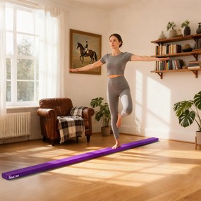 HOMCOM kladina 210 cm skládací pro vnitřní i venkovní použití, kladina do 120 kg, fialová, ideální pro gymnastiku a trénink