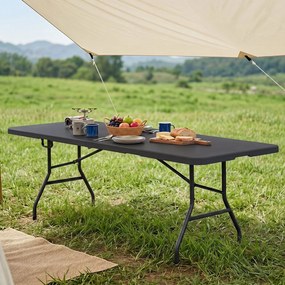 Costway Zahradní stůl skládací s rukojetí XXL pro 10 osob – 244 × 75 cm