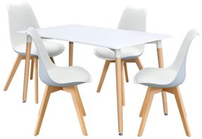 IDEA Jídelní stůl 140x90 QUATRO bílý + 4 židle QUATRO bílé