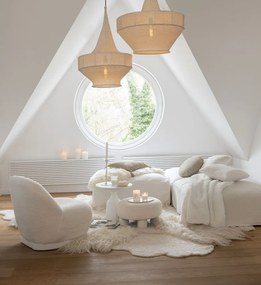 Bílá kulatá stolička s opěrkou Teddy Bouclé White - Ø 52*49 cm
