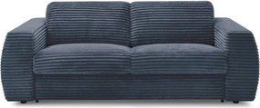 Tmavě modrá manšestrová pohovka na každodenní spaní/rozkládací 220 cm Hugo – Bobochic Paris