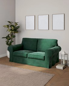 Potah na pohovku IKEA Ektorp 2-místná, rozkládací, STARÝ MODEL barva zelená látka lesklé, sametová