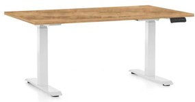Výškově nastavitelný stůl OfficeTech D, 120 x 80 cm, bílá podnož, dub zlatý