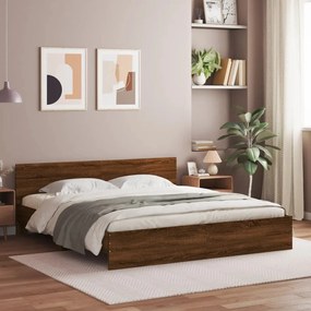 vidaXL Rám postele s čelem 200 x 200 cm [3207455] Barva: hnědý dub