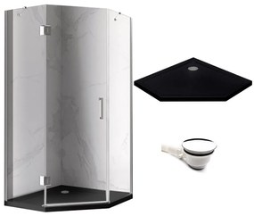 BPS-koupelny Pětiúhelníkový sprchový kout HYD-PK10A 80x80 chrom/transparent + vanička HYD-PSV-ST08A černá